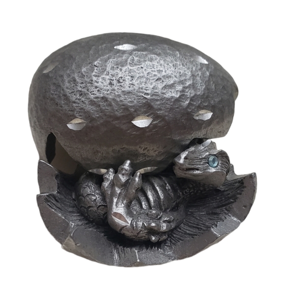Art | Vintage Baby Pewter Dragon In Shell | Poshmark